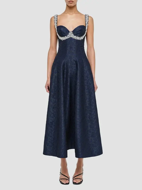 Simkhai Charlotte Embellished Jacquard Midi-dress