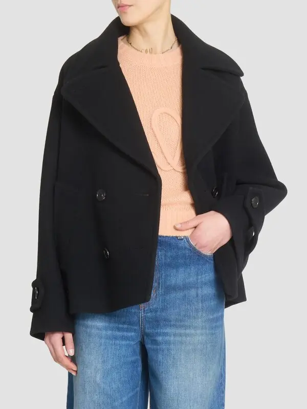 Chloé Wool Double-breasted Coat - Black