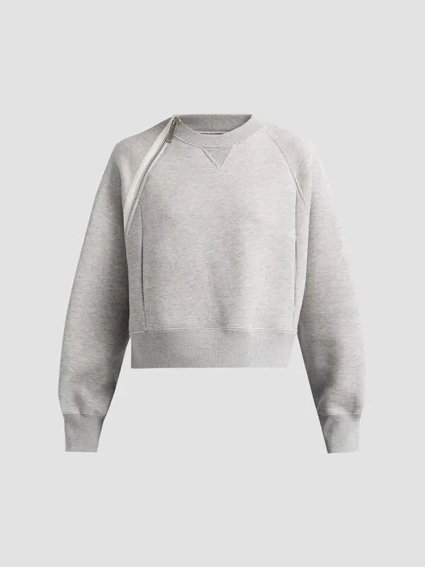 Sacai Zip Sponge Crewneck Sweatshirt - Gray