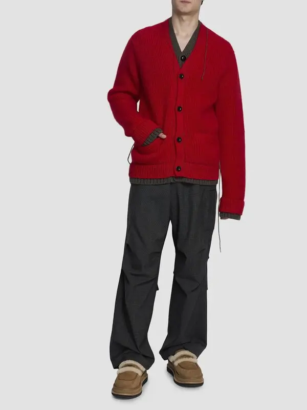Sacai Contrast-trim Mohair-blend Cardigan