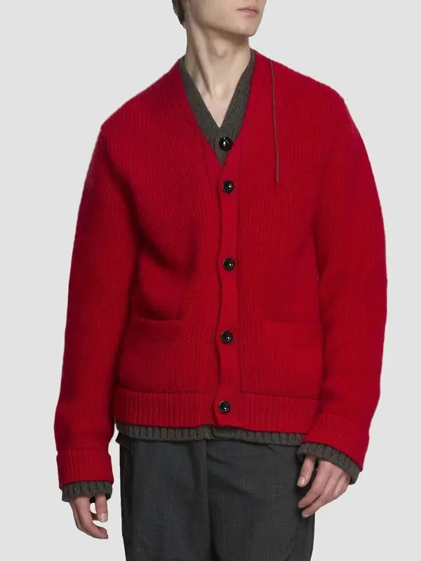 Sacai Contrast-trim Mohair-blend Cardigan