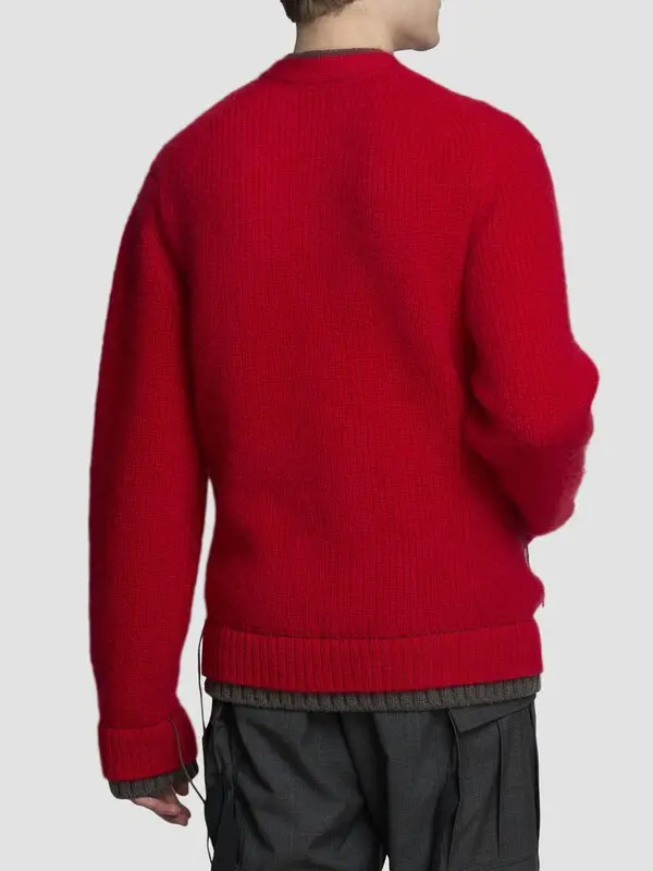 Sacai Contrast-trim Mohair-blend Cardigan