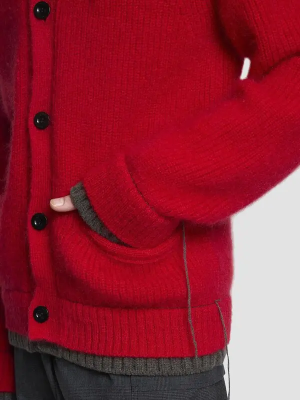 Sacai Contrast-trim Mohair-blend Cardigan