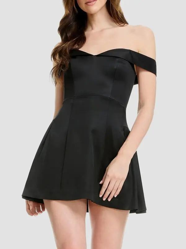 Dress The Population Raelynn Satin Off-the-shoulder Minidress