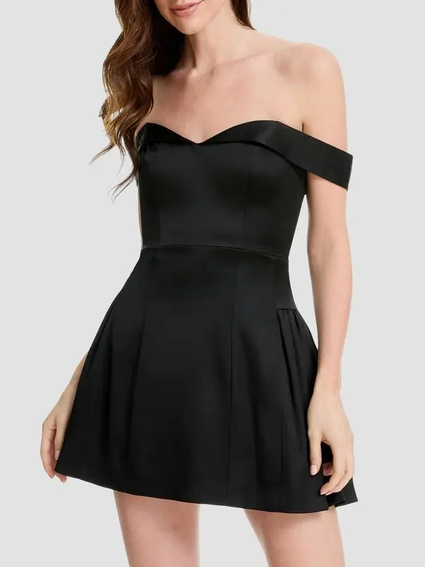 Dress The Population Raelynn Satin Off-the-shoulder Minidress