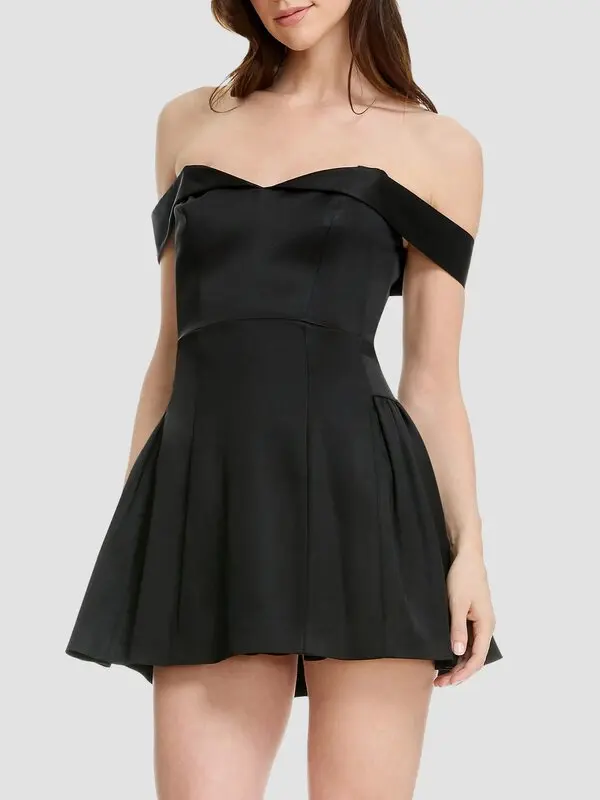Dress The Population Raelynn Satin Off-the-shoulder Minidress