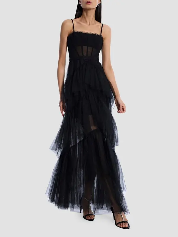 Bcbgmaxazria Oly Tiered Ruffle Tulle Gown