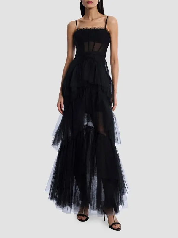 Bcbgmaxazria Oly Tiered Ruffle Tulle Gown