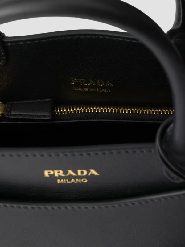 Prada Prelude Medium Leather Top Handle Bag - Black