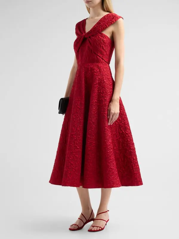 Badgley Mischka Textured Twist Off-the-shoulder Cocktail Dress