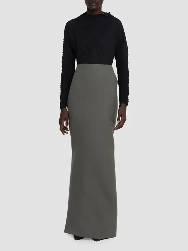 Issey Miyake Calligraph Wool Maxi Skirt