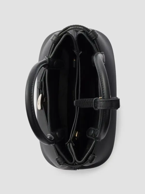 Prada Buckle Small Leather Top Handle Bag With Belt - Black