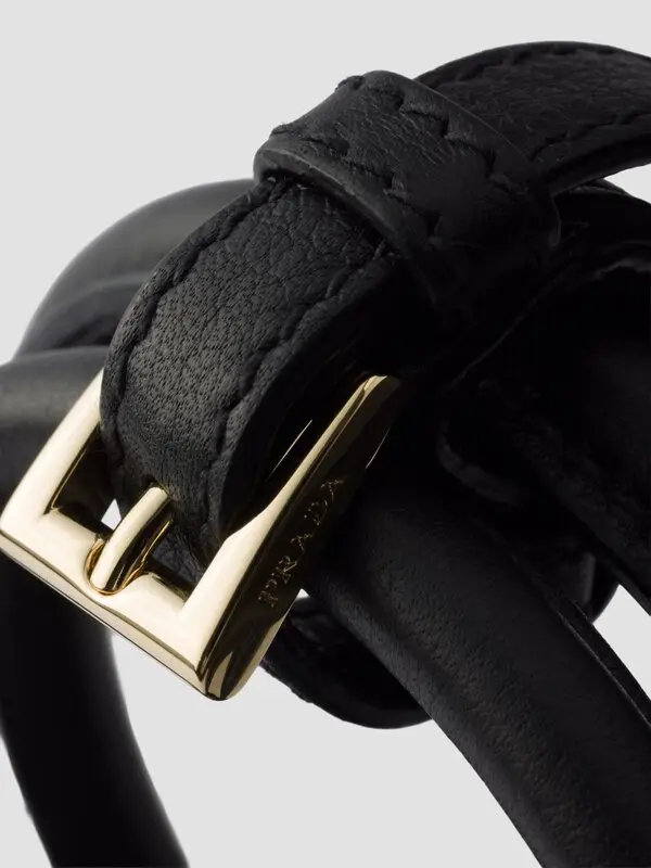 Prada Buckle Small Leather Top Handle Bag With Belt - Black