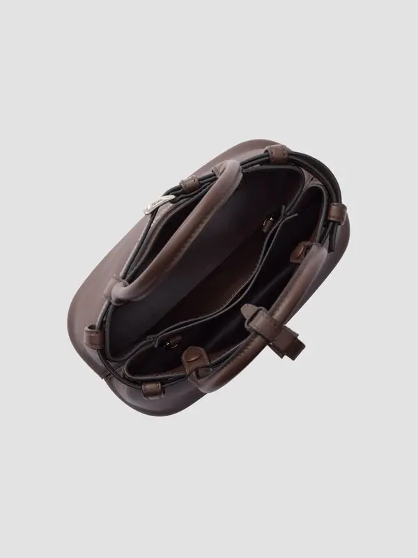 Prada Buckle Small Leather Top Handle Bag With Belt - Brown