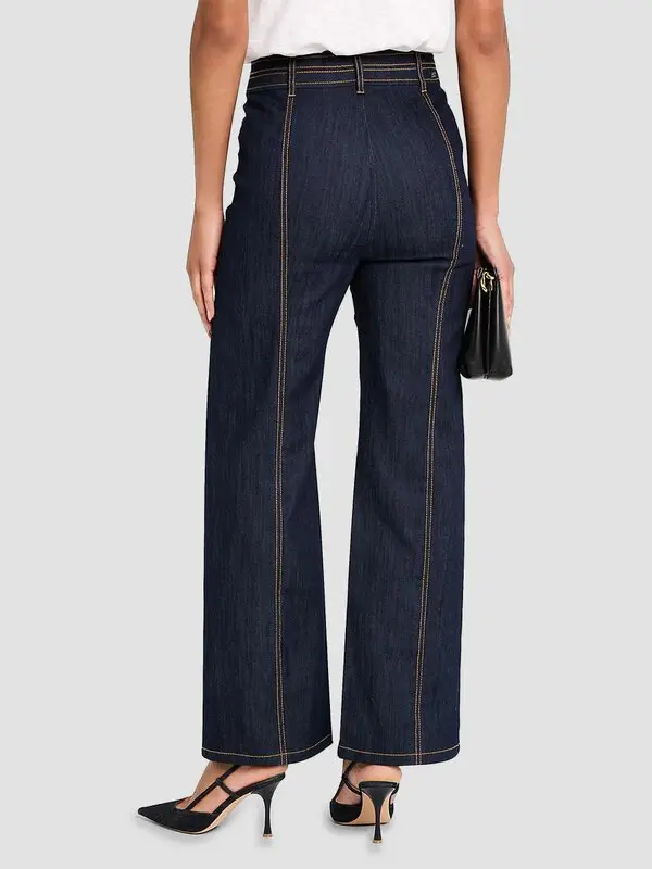 Cinq À Sept Dorothea Topstitched High-rise Wide-leg Jeans