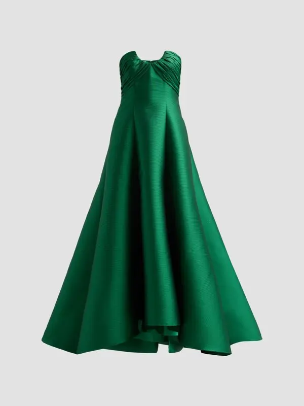 Badgley Mischka Satin Strapless A-line Gown