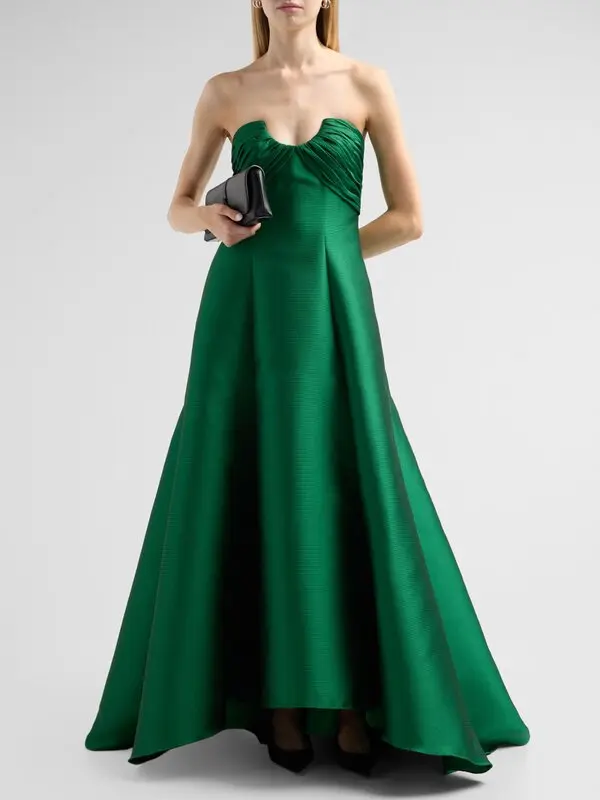 Badgley Mischka Satin Strapless A-line Gown