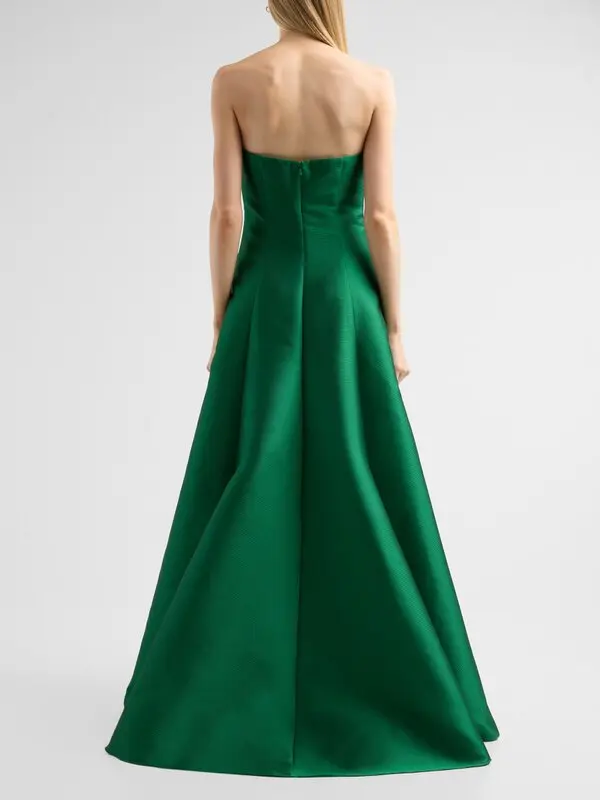 Badgley Mischka Satin Strapless A-line Gown