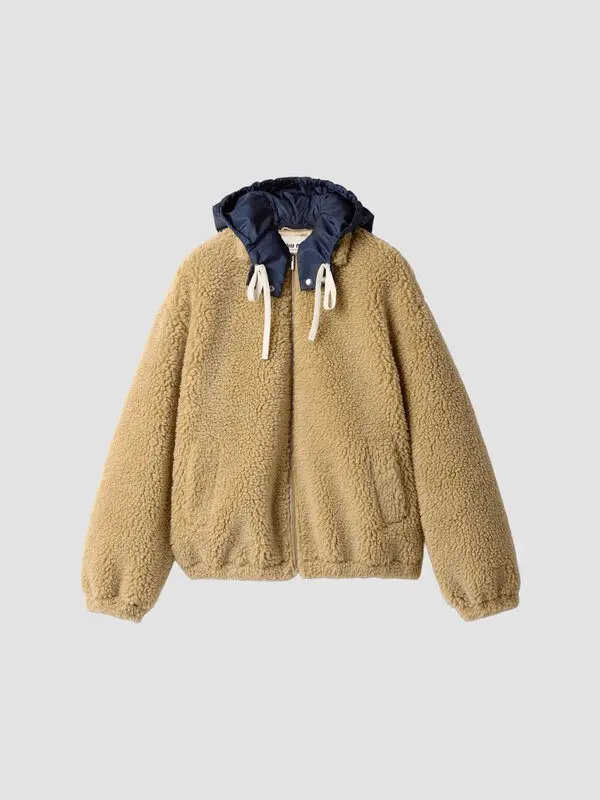 Miu Miu Fleece Blouson Jacket - Beige