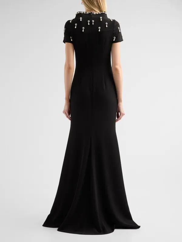 Badgley Mischka Crystal Embellished Mermaid Gown