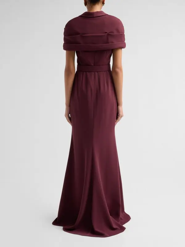 Badgley Mischka Draped Belted Gown