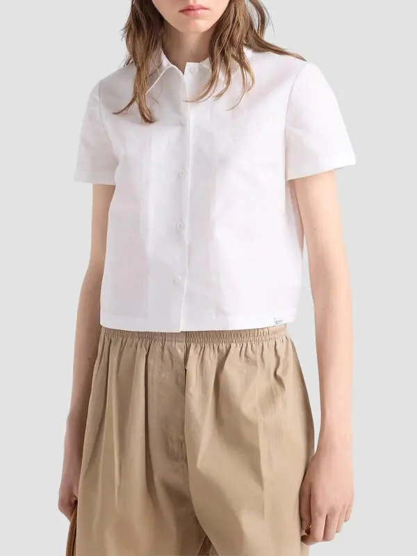 Prada Short-sleeved Linen Muslin Shirt