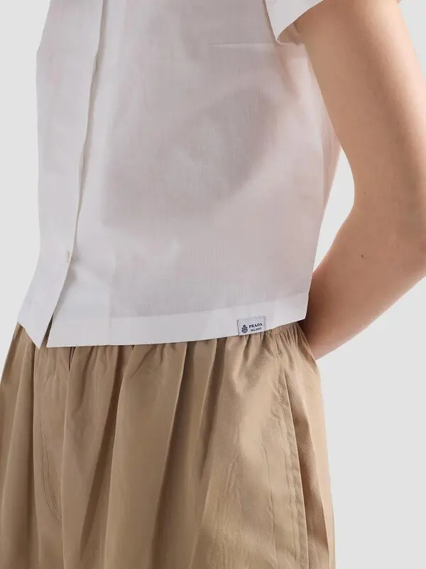 Prada Short-sleeved Linen Muslin Shirt