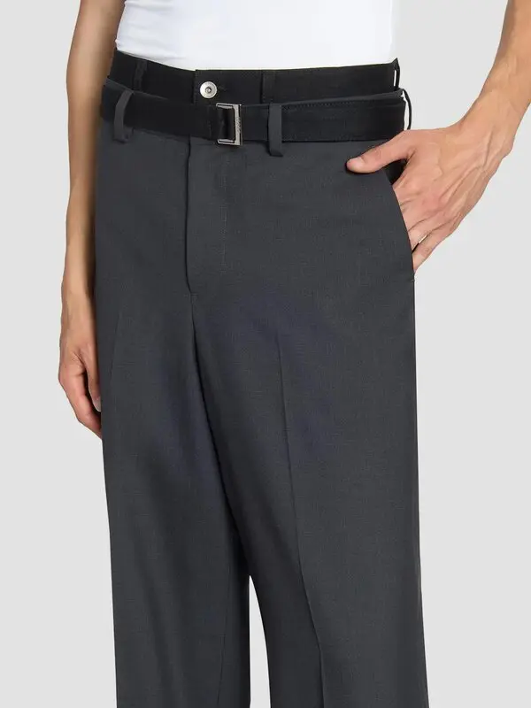 Sacai Double-waist Suiting Wool-blend Pants