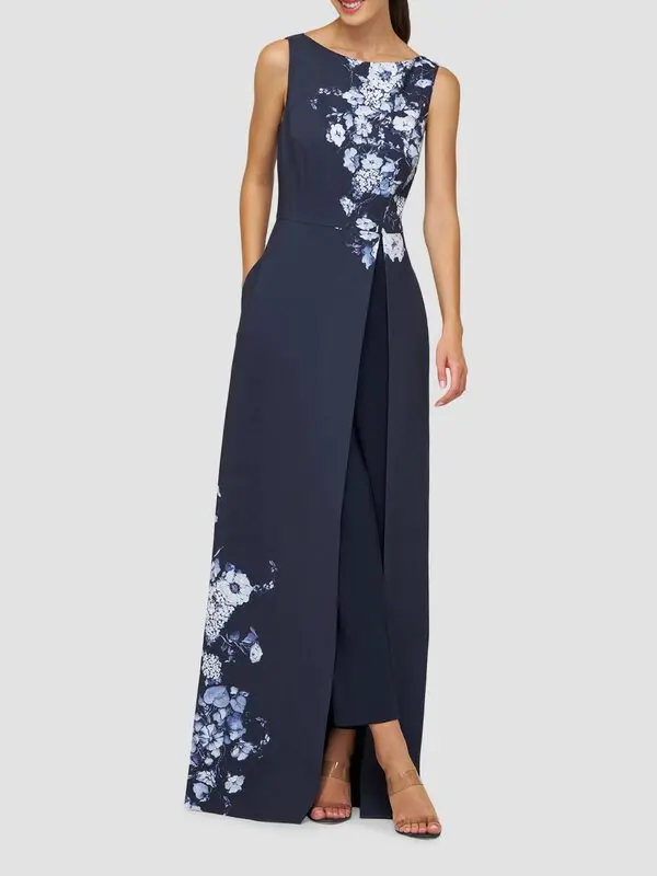 KAY UNGER Esti Walk-thru Floral Stretch-crêpe Jumpsuit