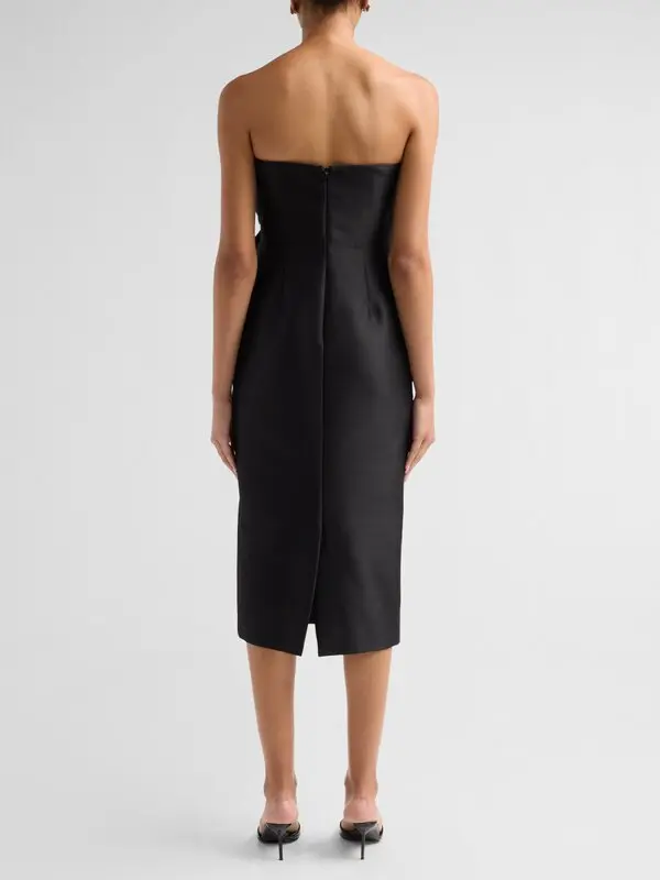 Badgley Mischka Strapless Cocktail Midi Dress