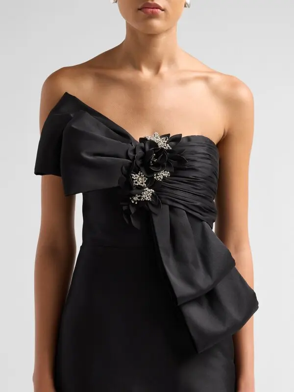 Badgley Mischka Strapless Cocktail Midi Dress