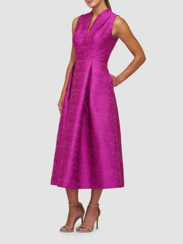 KAY UNGER Allegra Jacquard Midi-dress