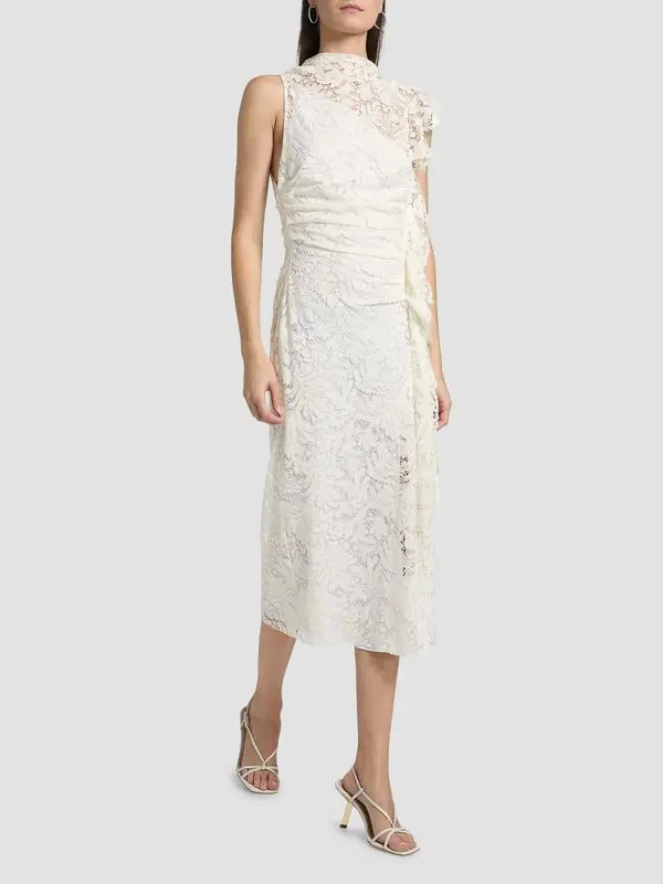 A.L.C. Astrid Lace Ruched Midi-dress