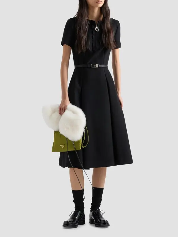Prada Embroidered Natte Fabric Dress
