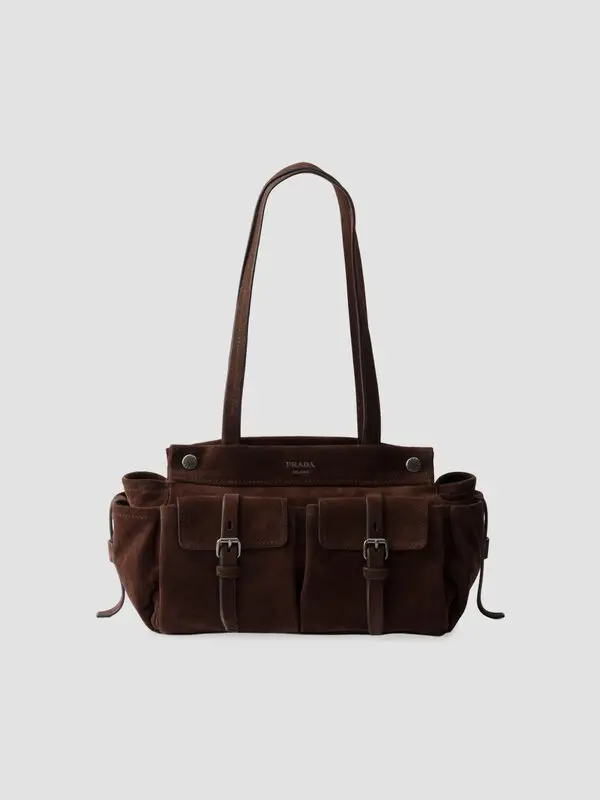 Prada Medium Suede Tote Bag - Brown