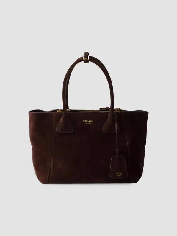 Prada Medium Suede Tote Bag - Brown