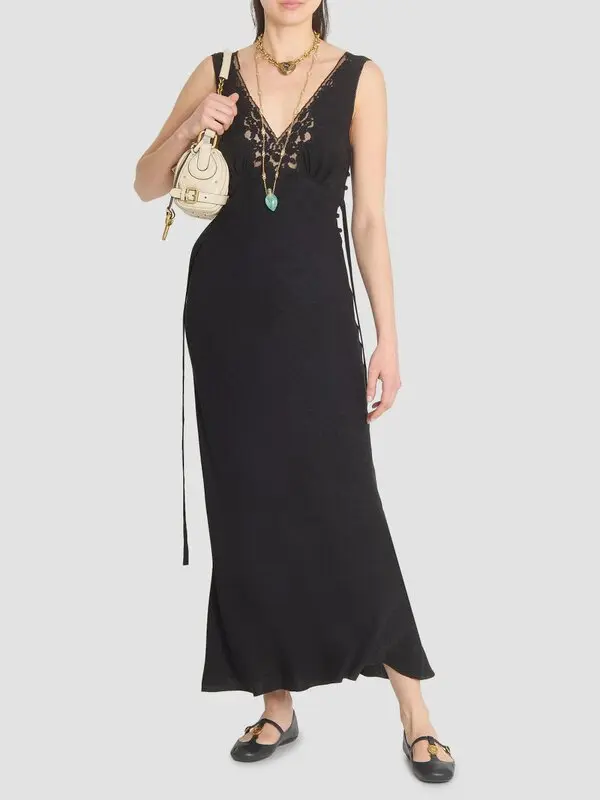 Chloé Lace-trim Silk Crêpe De Chine Bias-cut Gown