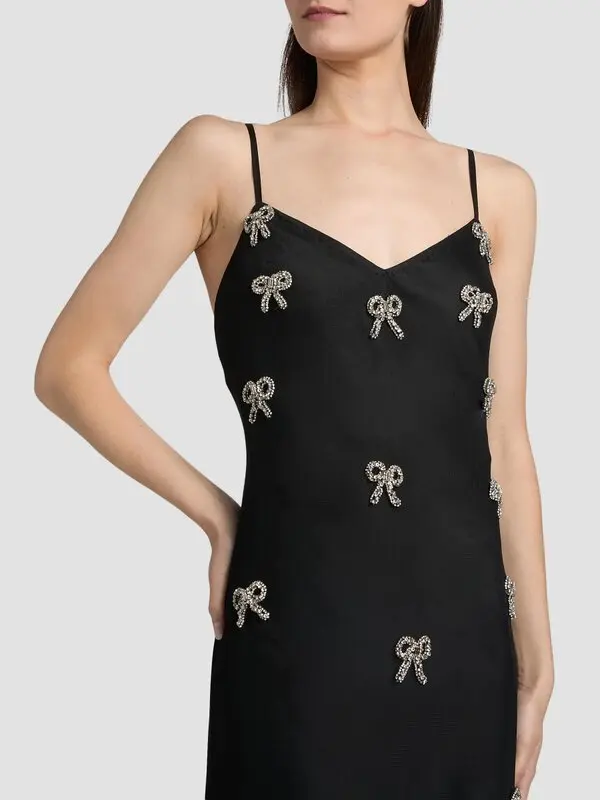 AS IT MAY Leila Crystal Embroidered V-neck Gown