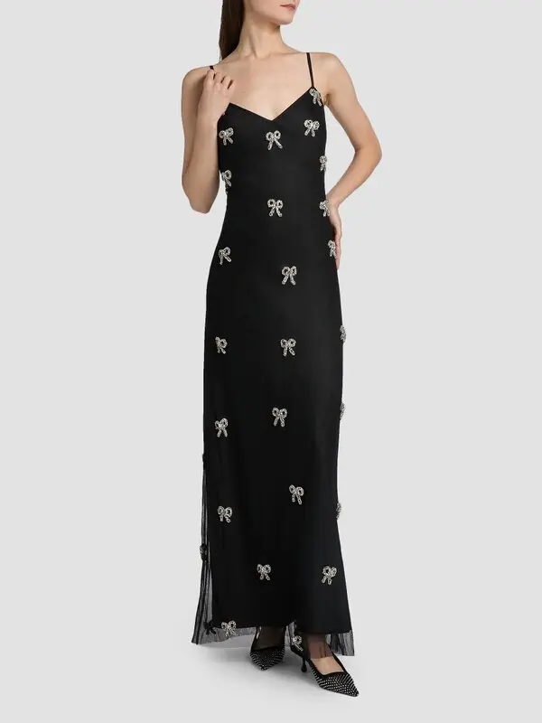 AS IT MAY Leila Crystal Embroidered V-neck Gown