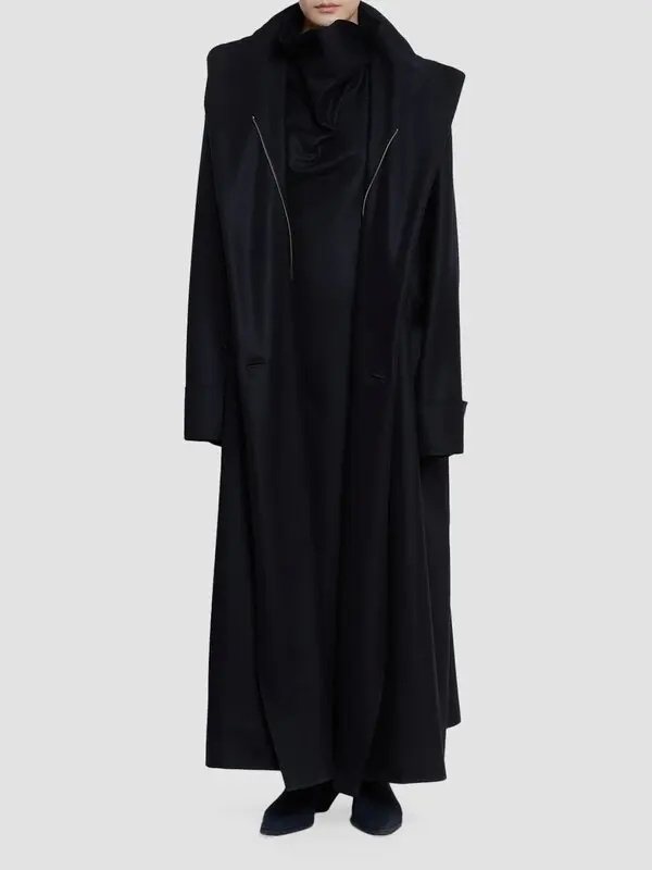 Issey Miyake Shell Wool-blend Coat - Black