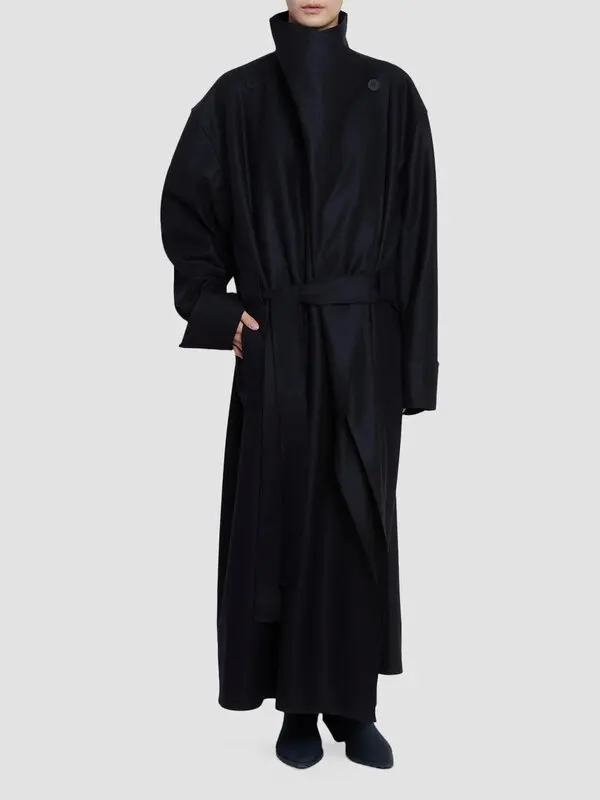 Issey Miyake Shell Wool-blend Coat - Black