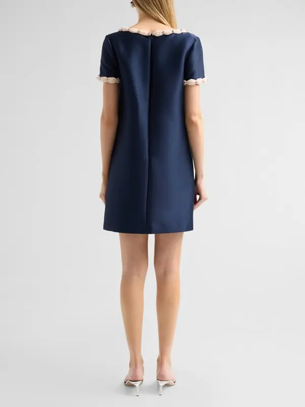 Badgley Mischka Contrast Bow Mikado Shift Cocktail Dress