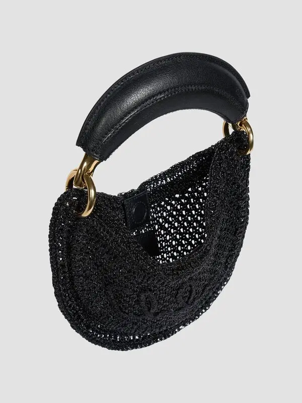 Chloé Mini Summer Banana Glitter Crochet Top Handle Bag - Black