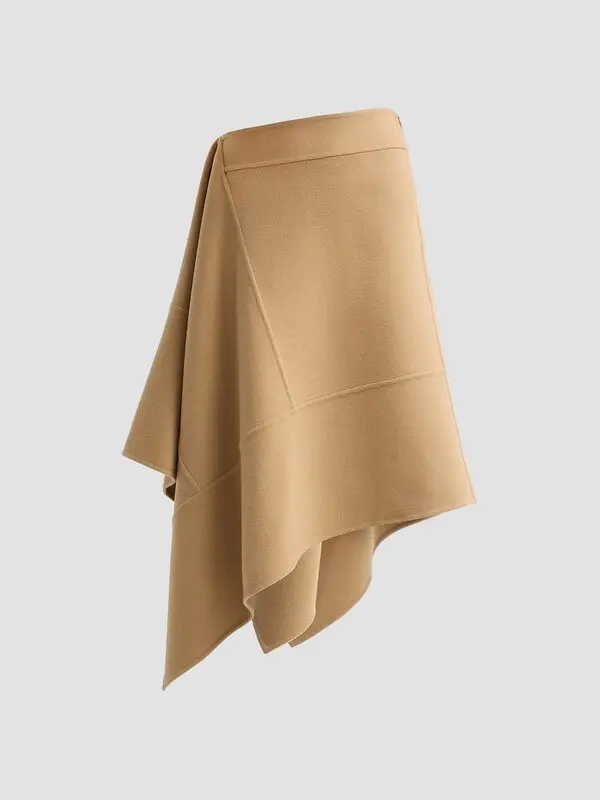 Michael Kors Asymmetric Wool Midi Skirt - Fawn