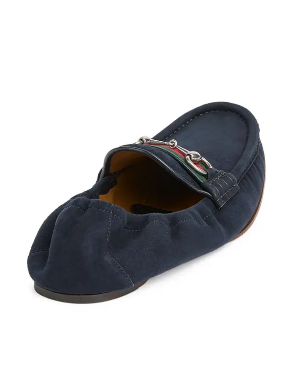 Gucci Horsebit Web Suede Moccasin Loafers - Midnight Blue