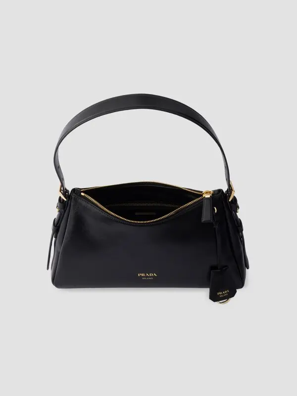 Prada Aimée Medium Leather Shoulder Bag - Black