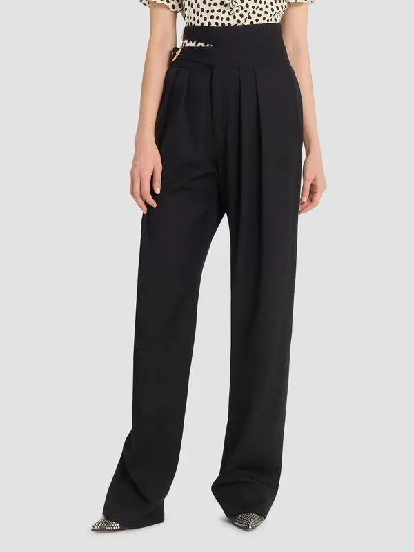 Chloé Pleated Wool Wide-leg Trousers