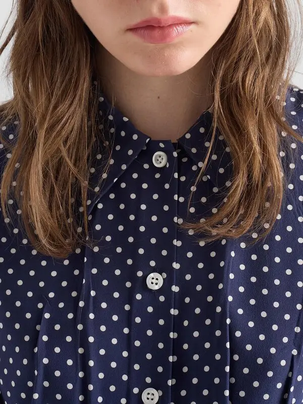 Prada Sleeveless Polka-dot Marocain Silk Shirt