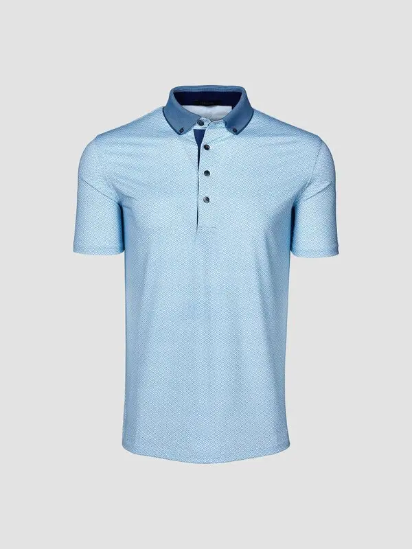 Greyson Guardian Printed Polo Shirt - Wolf Blue