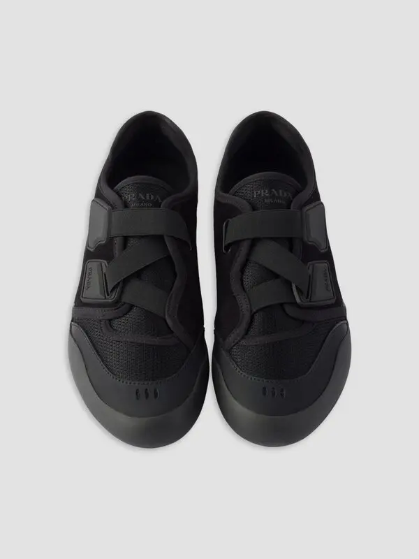 Prada Speedrock Technical Mesh And Leather Sneakers - Black